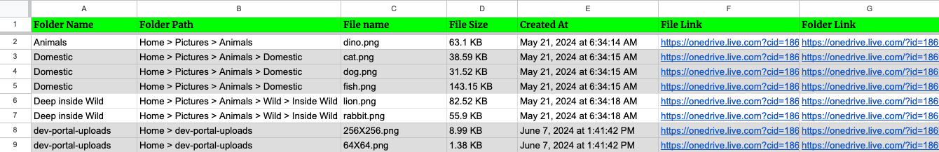 Drive Explorer for OneDrive - Google Sheet add-on